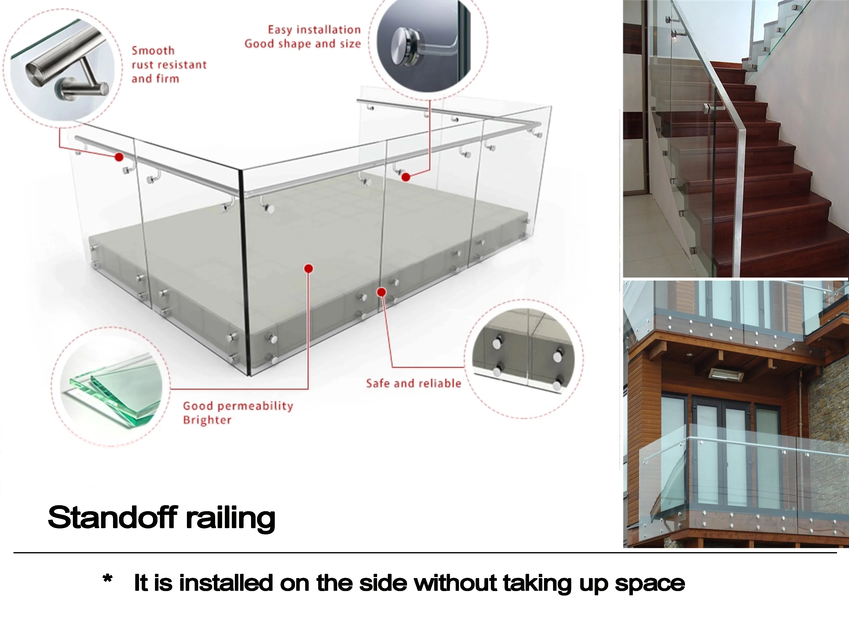 Yl Heavy Duty 2 Inch Standoff Stainless Glass Railing - Buy 2 Inch ...