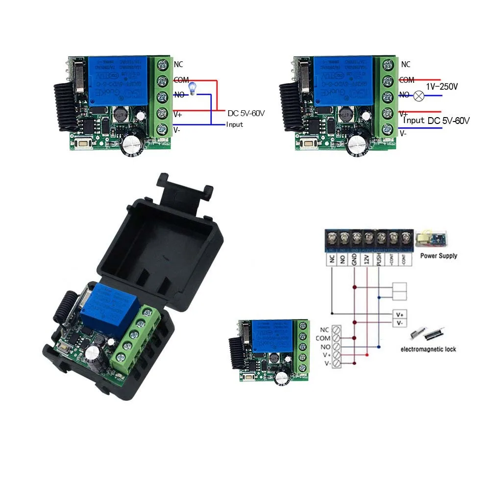 433M Wireless Remote Control Switch DC5V 9V 12V 24V 60V Single Channel ...