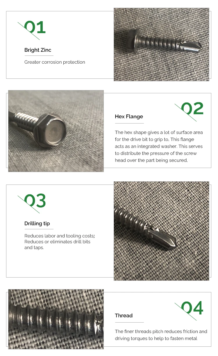 Coil Collated Hex Head Drilling Screws for Metal Fastening