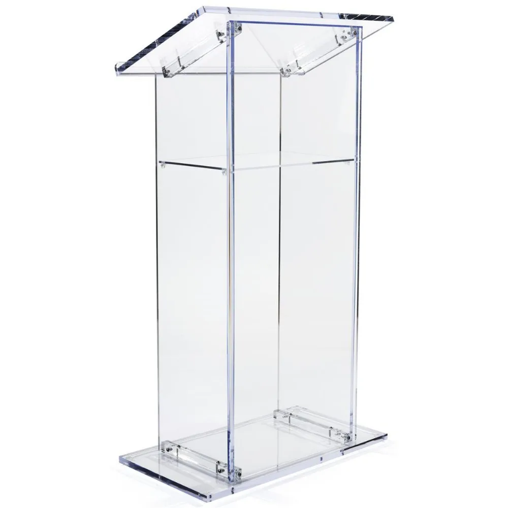 Thick Acrylic Podium Stand Clear Church Pulpit Lectern With Inner Shelf ...