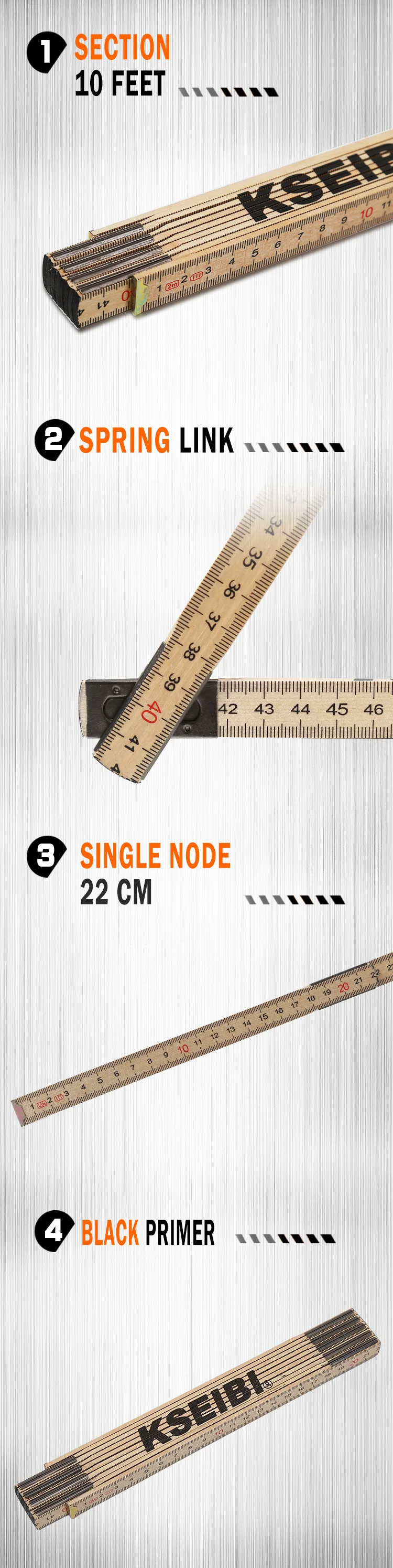 Kseibi Extra Long Wooden Folding Ruler Measuring Tool For Carpenter ...