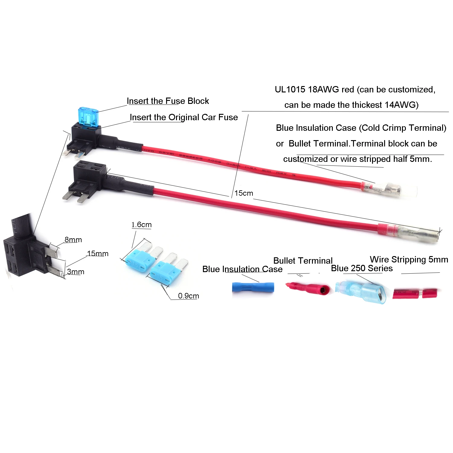 Micro Standard Mini Low-profile Pigtail Add-a-circuit Blade Car Auto ...