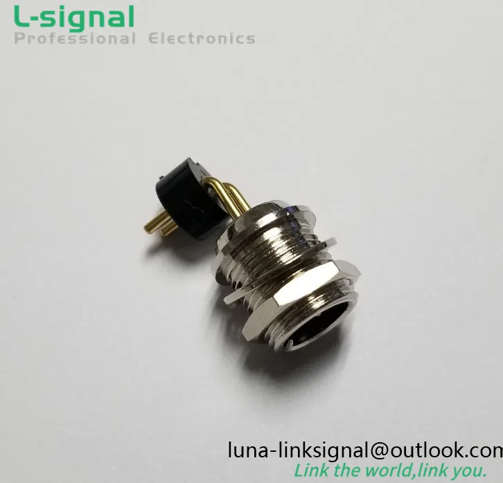 Right Angle 90 Degree Male Panel Mount Receptacle Gx12 2p Pcb Connector ...