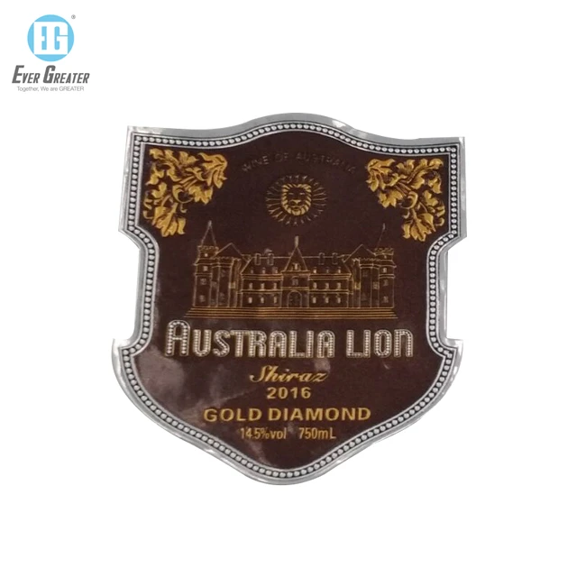 Custom Adhesive Wine Bottle Metal Sticker Aluminum Label Wine Bottle ...