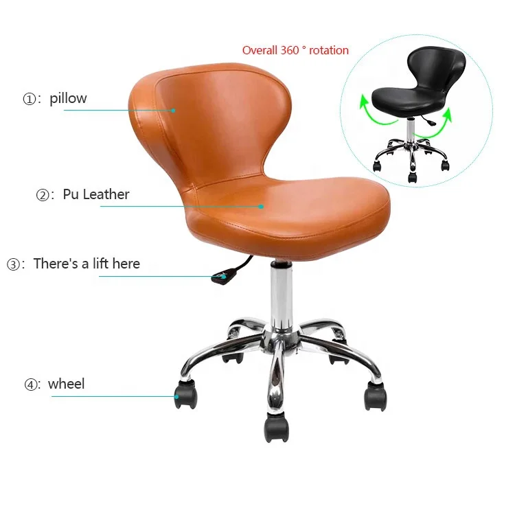 Elegant Nail Salon Furniture Foot Spa Technician Chair Pedicure Stool ...