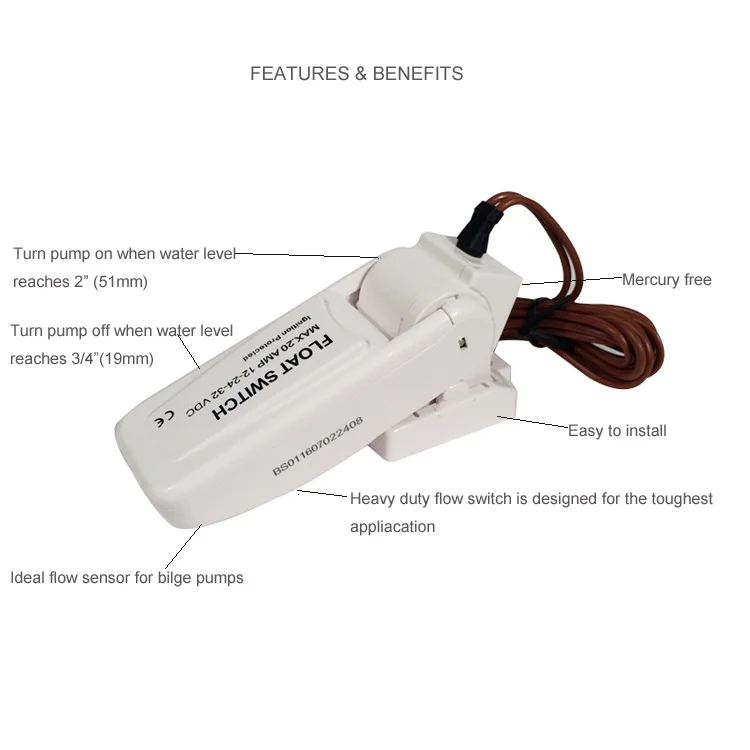 STARFLO Electric Float Switch Submersible Pump / 12v Water Level Float ...