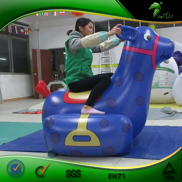 Lovely Blue Bouncy Horse - Inflatable Kids Ride on Toy