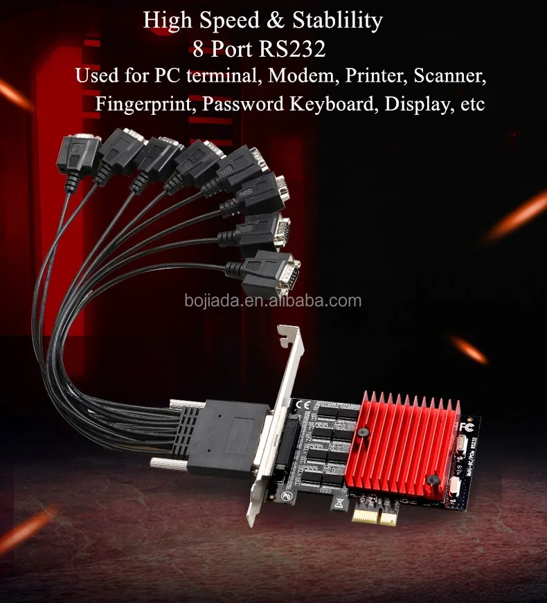 Wholesale 8 X RS232 DB9 Serial Port to PCI-E Expansion Card