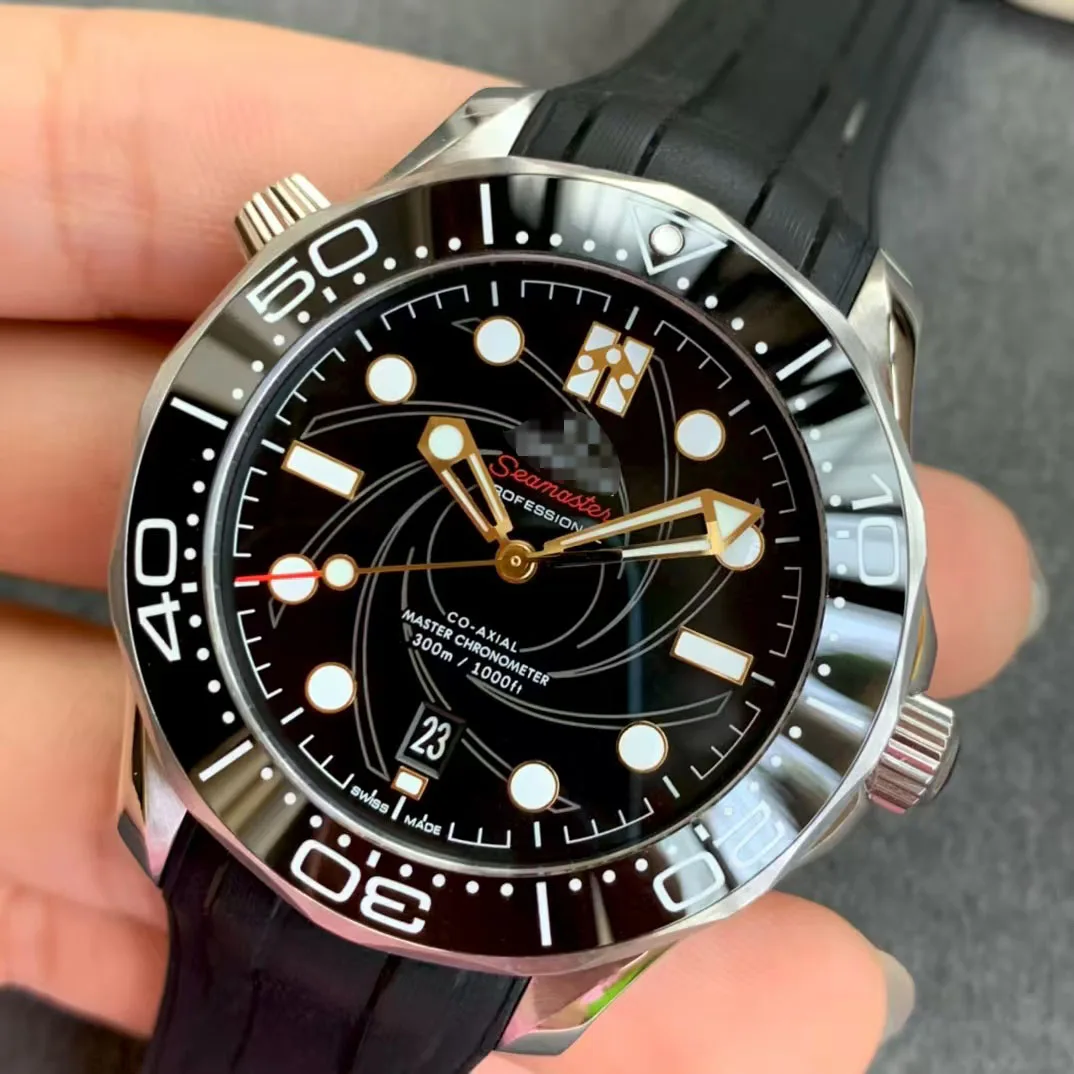 007 Luxury Mechanical Diver Watch 42mm Black 8800 Movement 300m ...