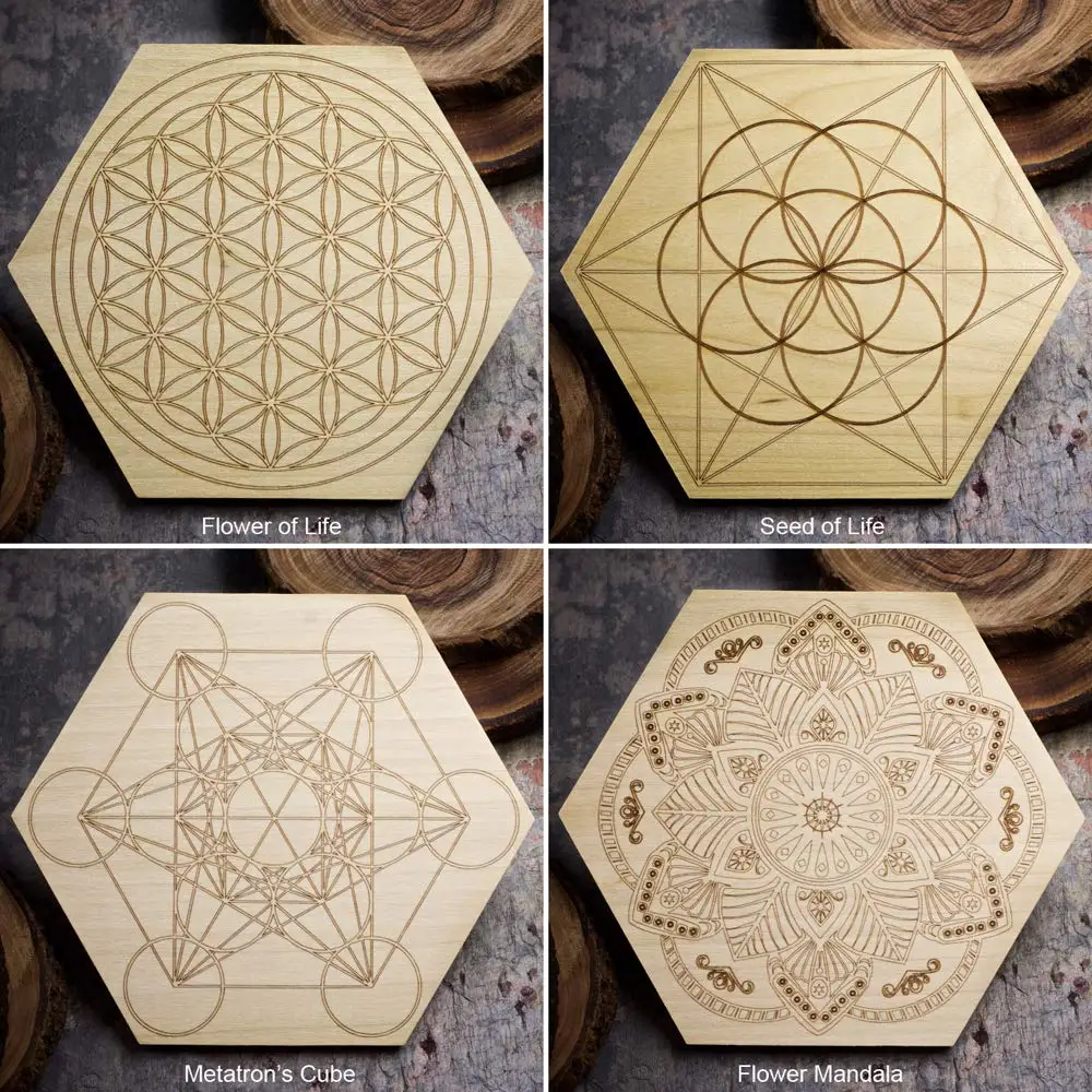 6 Inch Sacred Geometry Grid Board Stress Relief Mini Crystal Grid Set ...