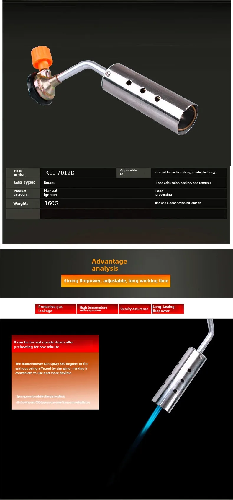 Sanhong Portable Flamethrower Manual Ignition Cassette Flame Gun for ...