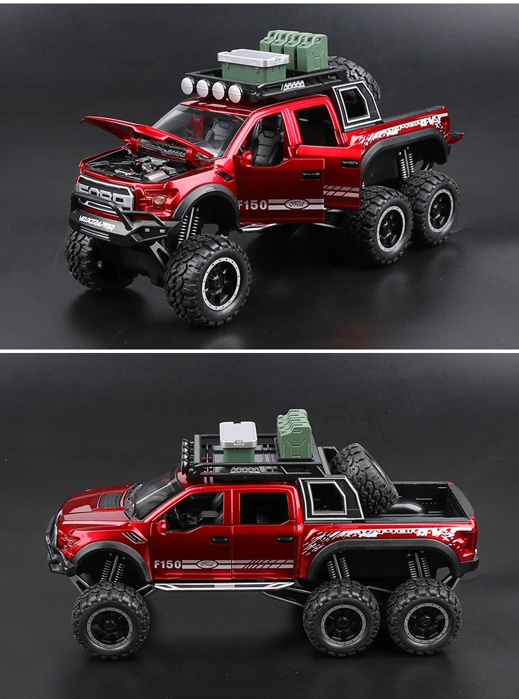 1:28 Ford Raptor F150 6x6 Offroad Pull Back Wheel Die Cast Car Model ...
