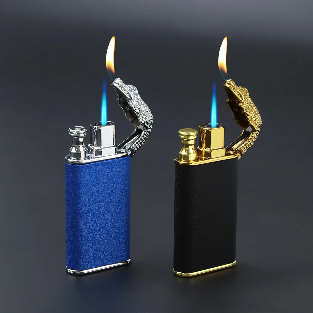 Custom Dragon Double Fire Cigar Lighter Jet Blue Flame Gas Windproof ...