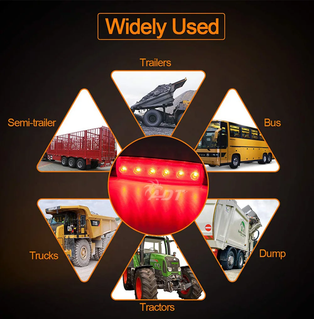Adt 6 Leds Truck Trailer Pickup Side Marker Indicators Light 12v 24v ...