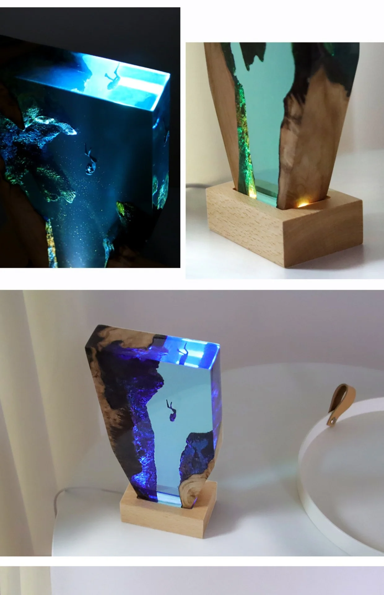 Home Decor Epoxy Lamp Handmade Resin Crafts Divers Night Light ...