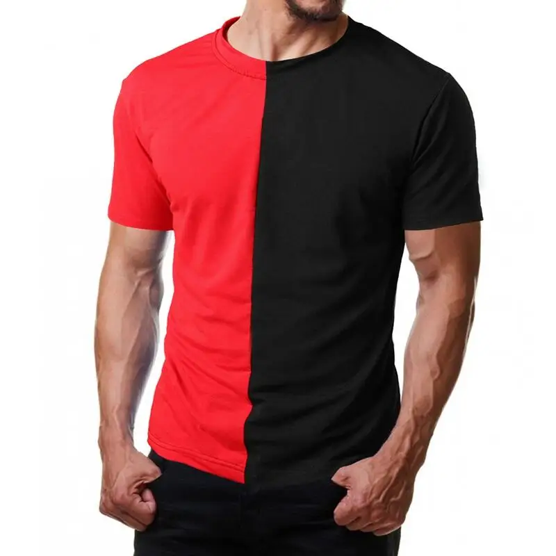 Custom Colors Men Split Two Tone Color Block T-shirt