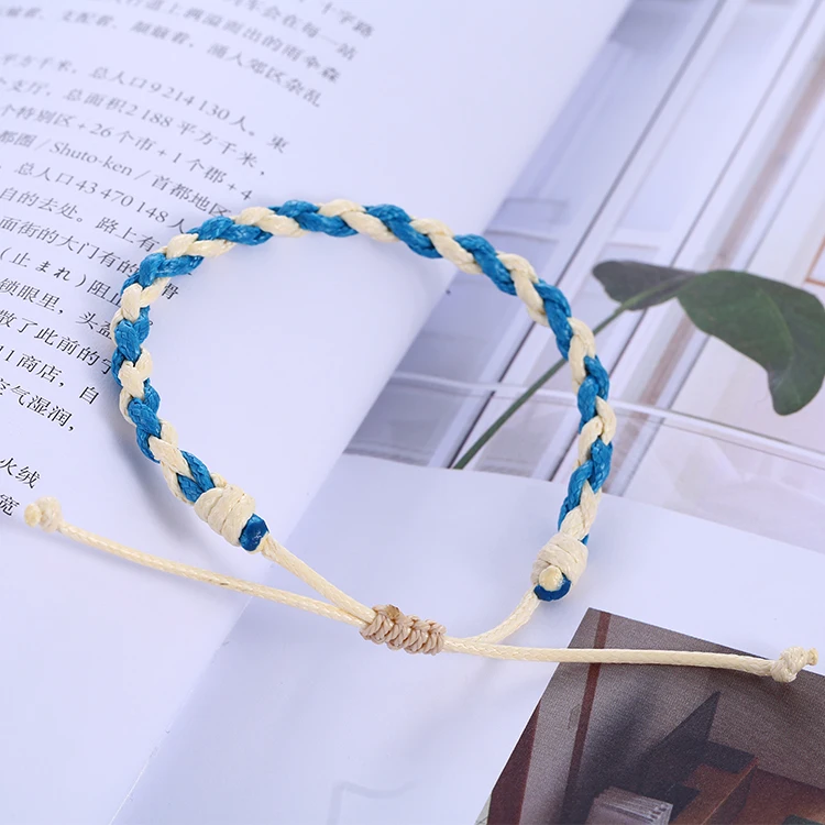 Bohemian Beach Style Handmade Woven Wax String Bracelet For Girl Charms ...