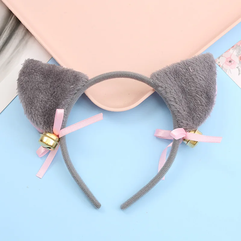 Cat Ears Bells Headbands Plush Fox Ears Bowknot Hairbands Hairpins For Women Girls Hair Hoops