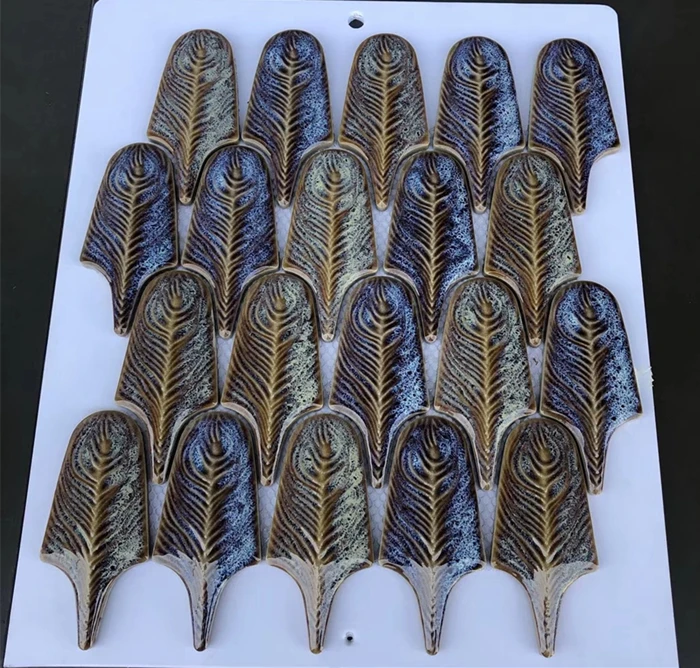 Hot Sale Home Decoration 3d Feather Shape Ceramic Mosaic Porcelain Wall ...