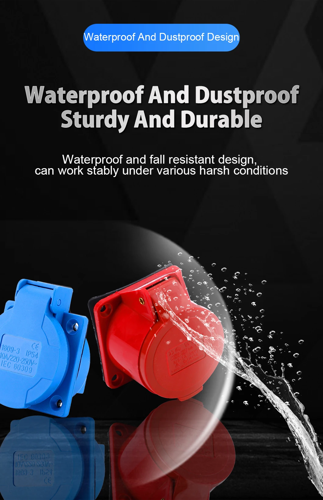 Abs Pa66 Material Ip55 Industrial 220v -250v Electronic 3poles16a ...