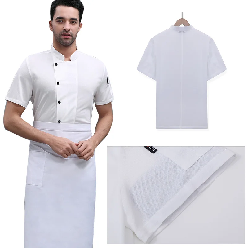 Summer Chef Jacket Bartender Uniform Executive Chef Coat Mesh Short ...