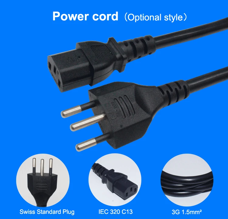 Swiss Standard Plug Iec C13 Power Cord For Computers & Appliances - Pvc ...