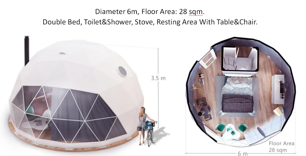 Prefabricated Geodesic Dome Tent House for Outdoor Camping
