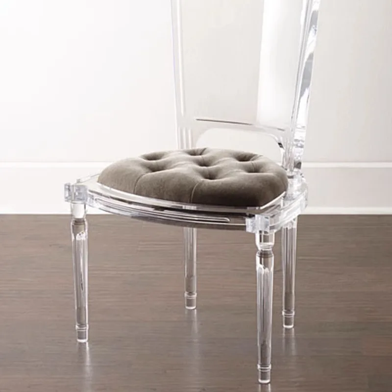 High-end Designer Acrylic Dining Chair Net Red Velvet Living Room ...