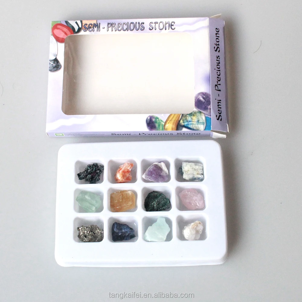 Natural Raw Stone Mineral 12 Kinds Healing Quartz Crystal Specimen Box ...