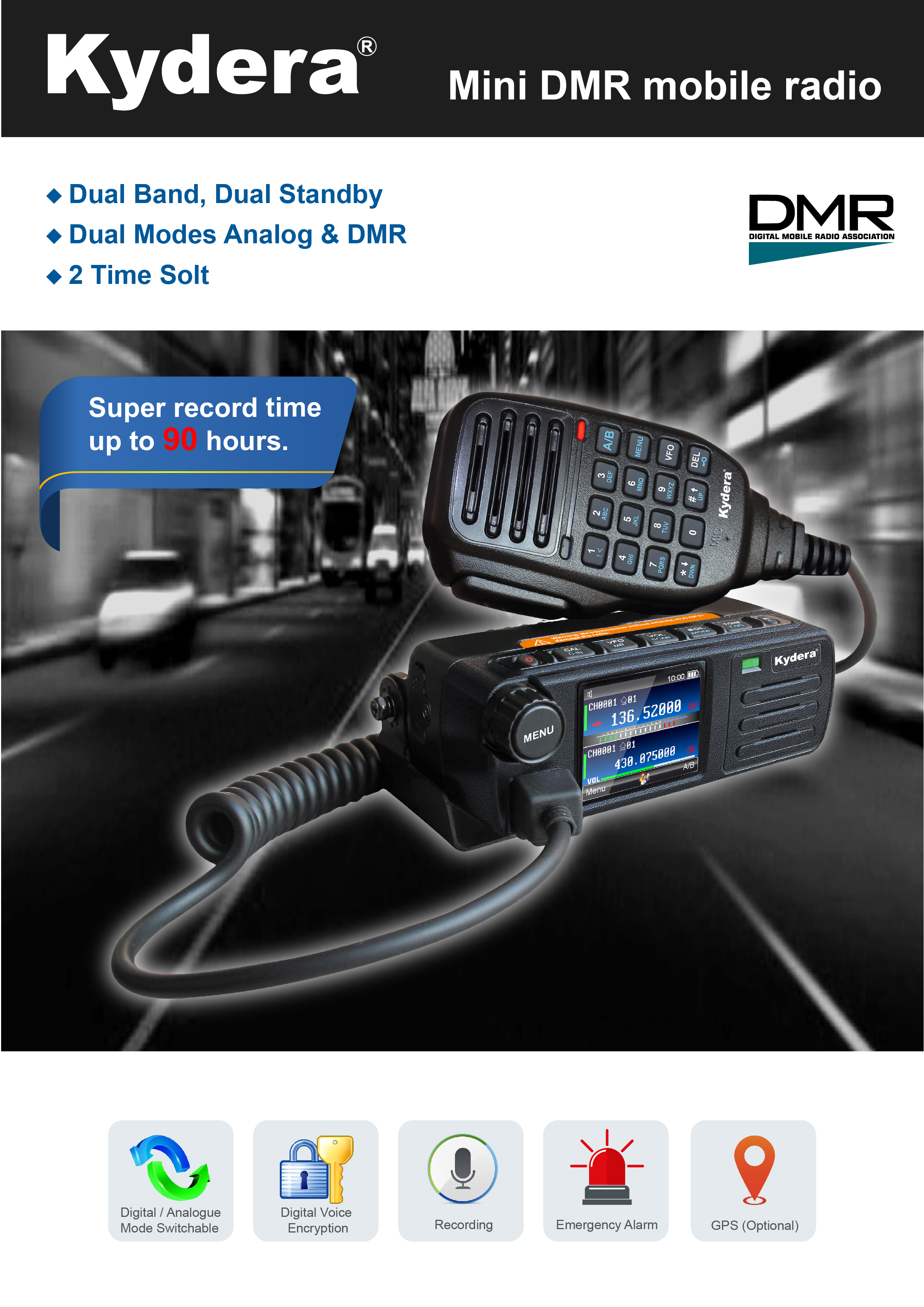 Kydera CDR-300UV Dual Band DMR Radio - VHF & UHF Walkie Talkie