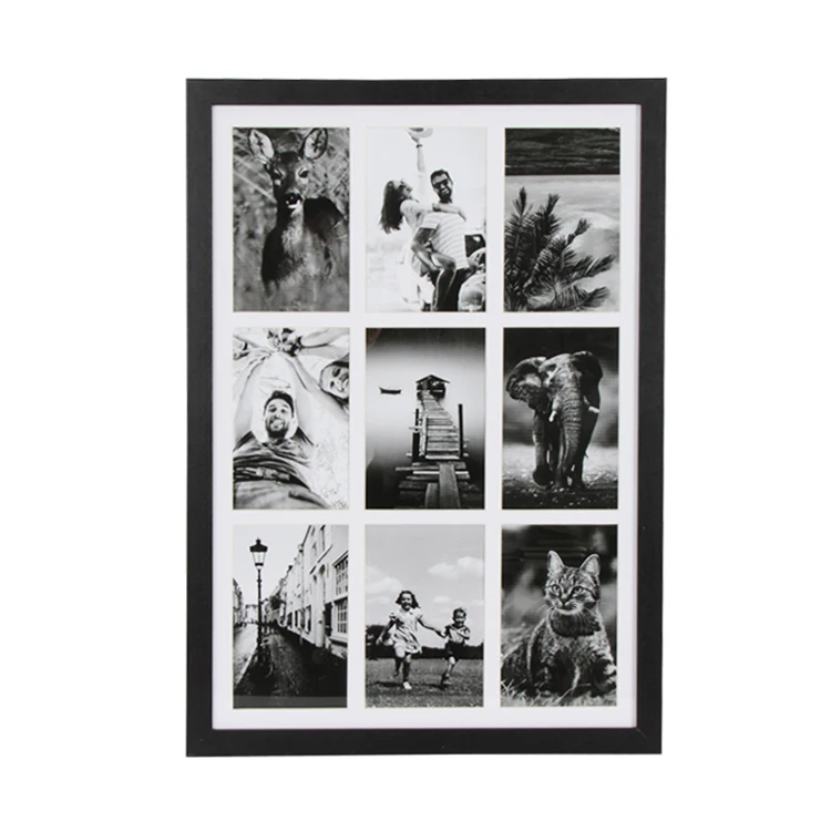 JINNHOME Black Plain Wood Art Collage Frame - 9 Openings
