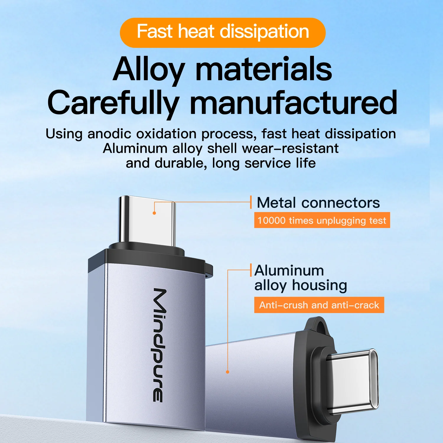 Mindpure Aluminum Alloy Metal USB-C to USB-A Type-c OTG USB 3.2 Gen2 to ...