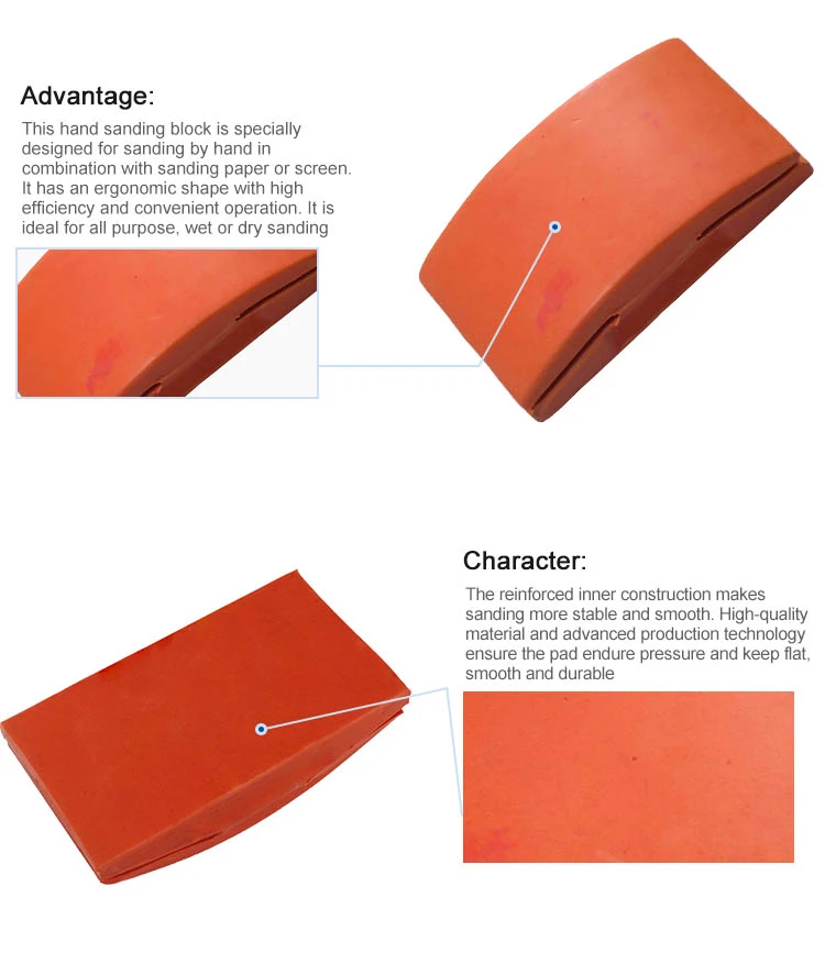 Evertool Red Rubber Hand Sanding Block Polishing Pad Manual Sanding ...