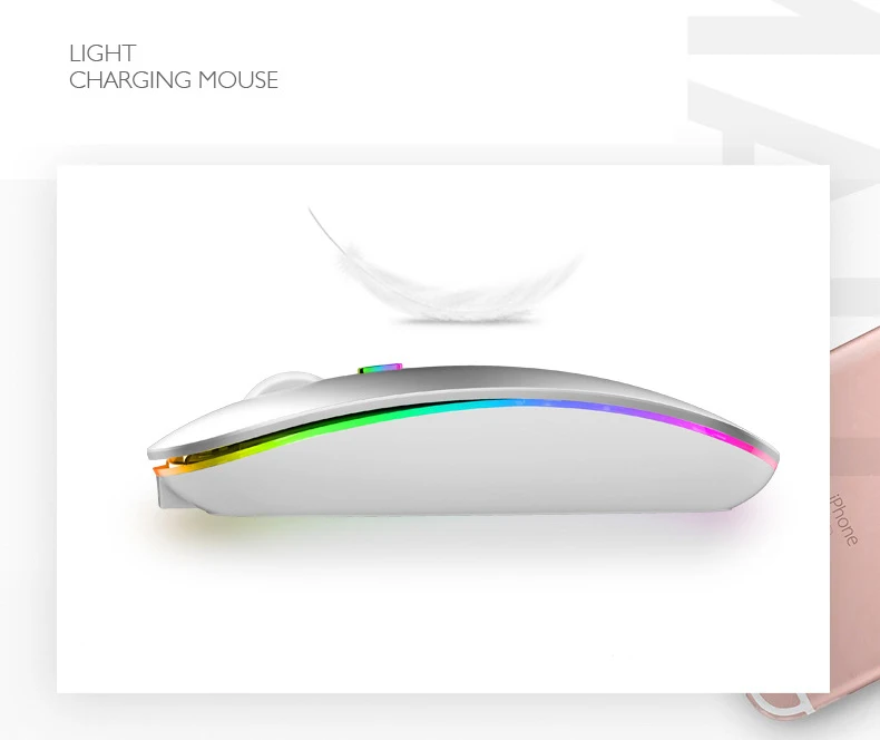 Wireless Mouse Silent USB Rechargeable Ergonomic Optical Mini Mice V5.1 ...