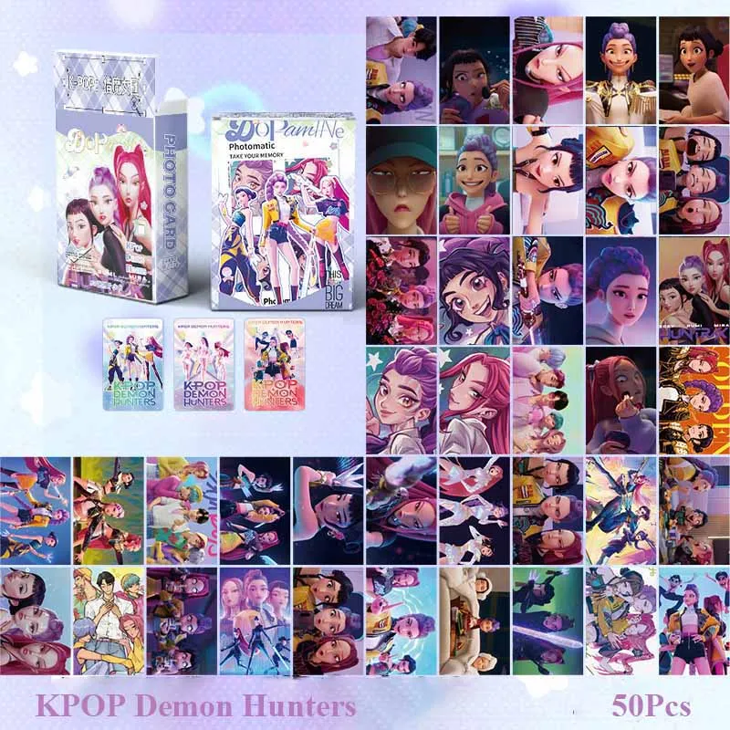 50Pcs/Set Kpop Demon Hunters Laser Lomo Cards Rumi Zoey Mira Abby Baby Mystery Fashion ...