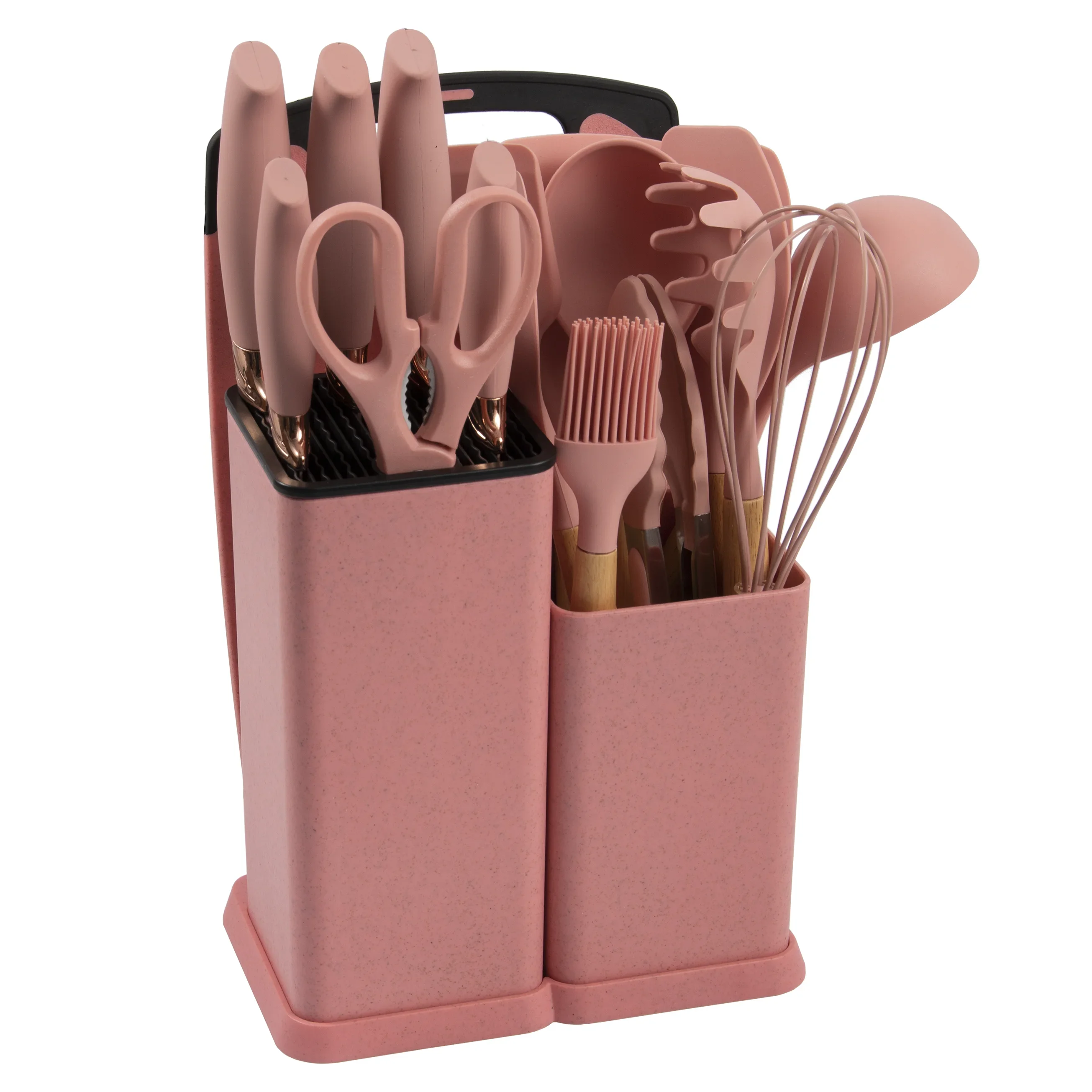 19pcs Heat Resistant Silicone Kitchen Accessories With Wood Handle and ...