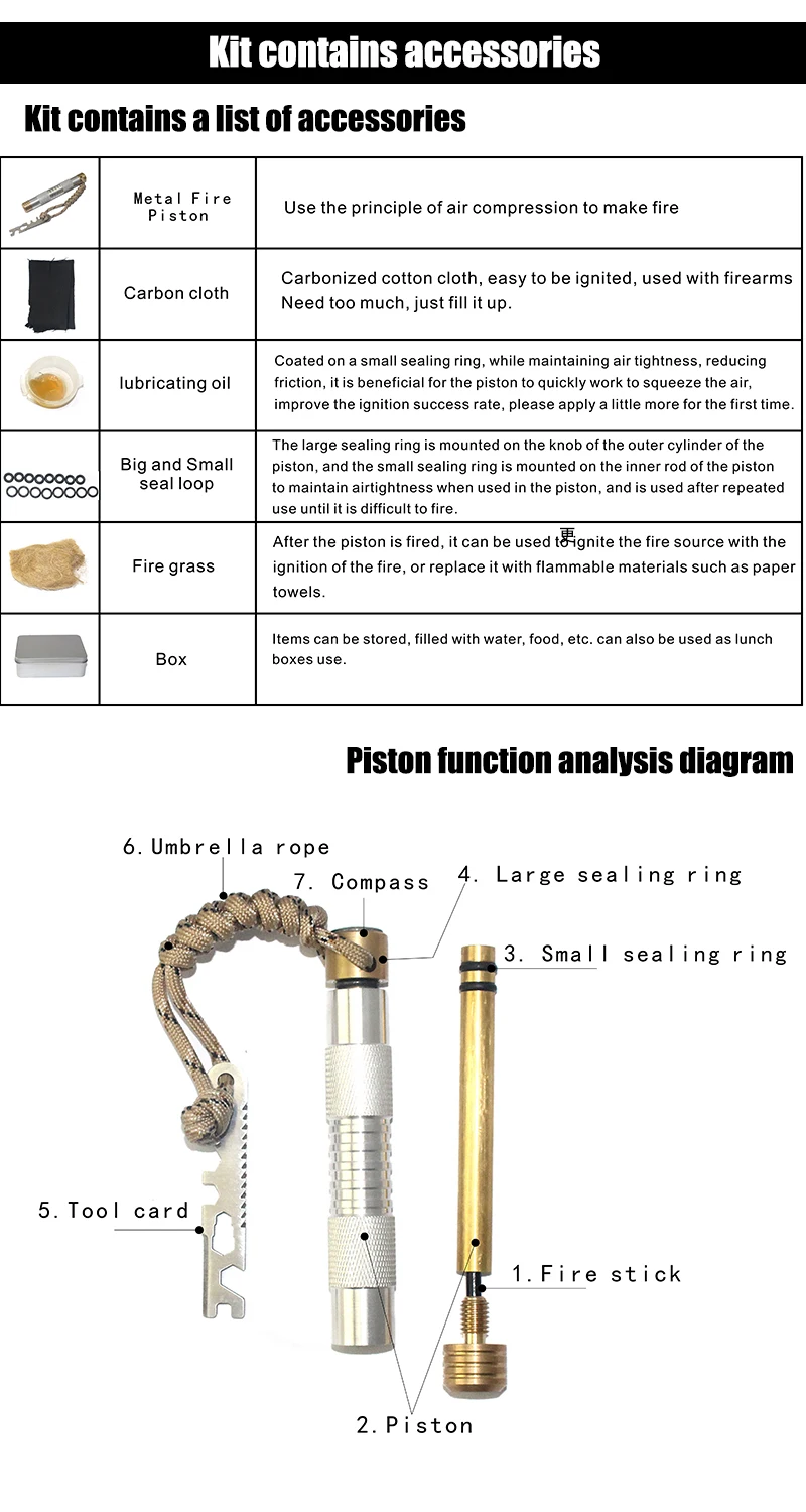 New Style Outdoor Survival Make-fire Fire Piston Kit, Wild Environment ...