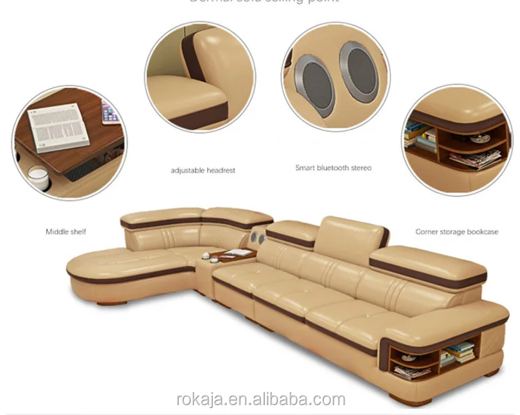 Luxury Living Room Sofa - ROKAJA Multifunction Leather Couch