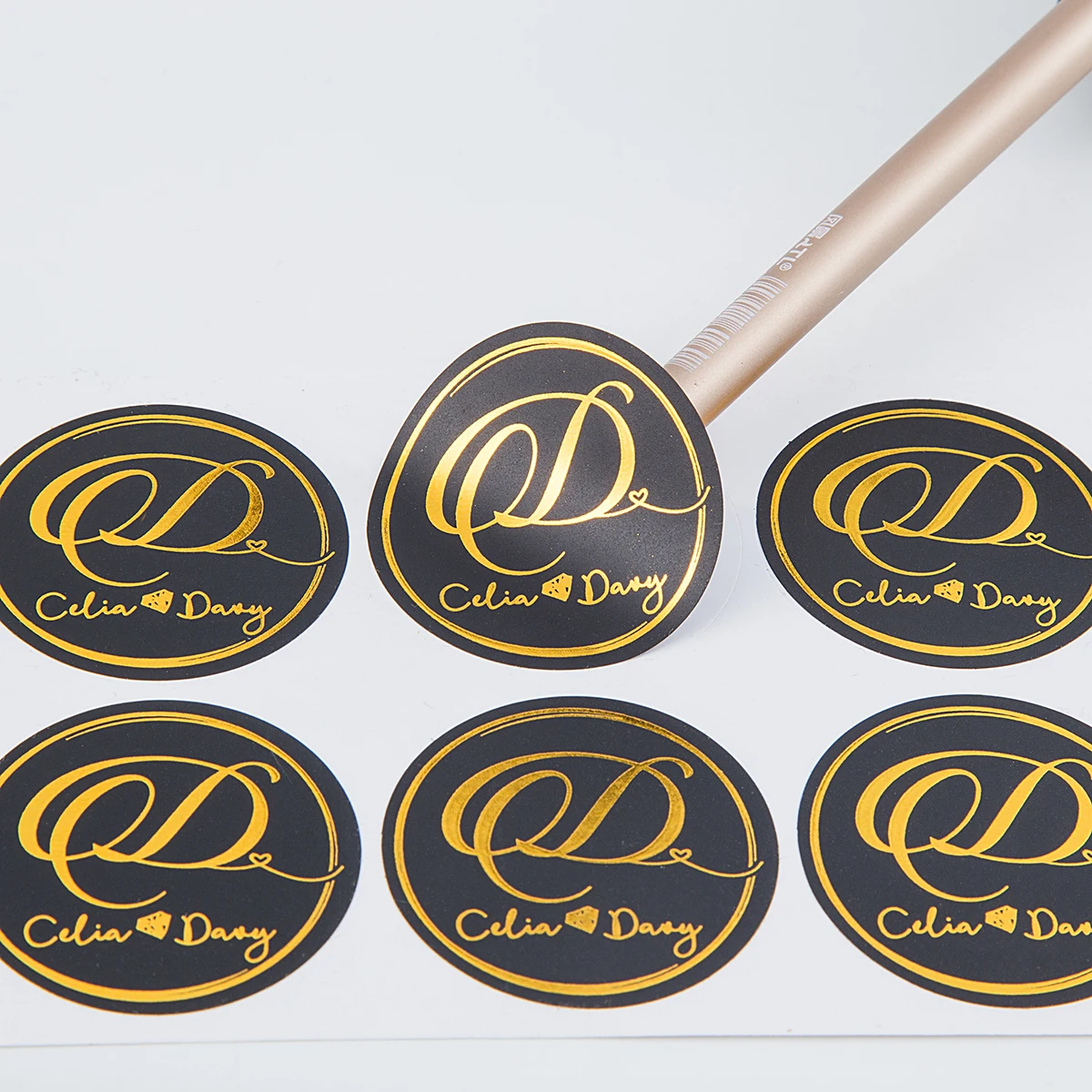 Custom Printed Round Brand Name Logo Stickers Glossy Vinyl Waterproof ...