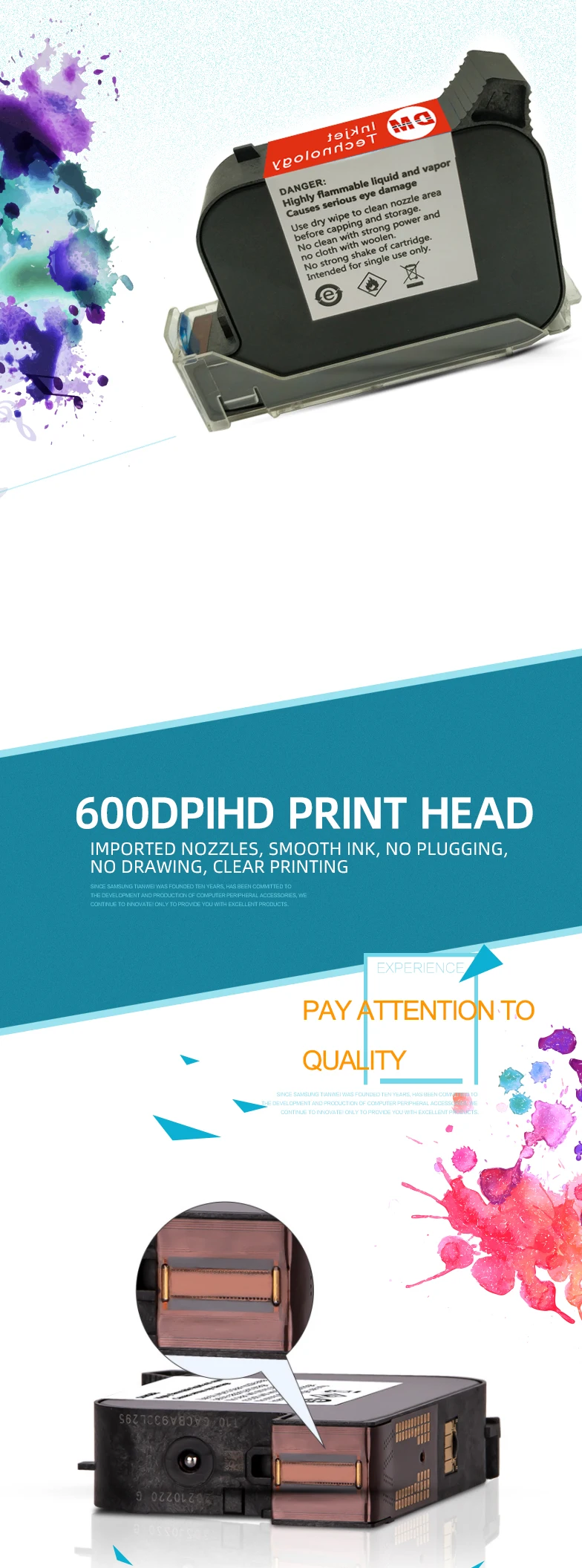 Industrial Quick-dry Ink Cartridges Nozzle Non-blocking Imported Oil ...