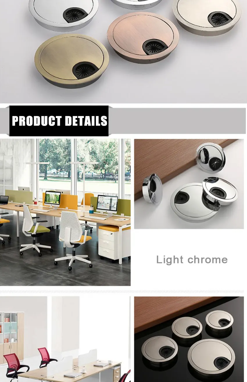 50mm Zinc Alloy Table Hole Covers - Efficient Cable Management