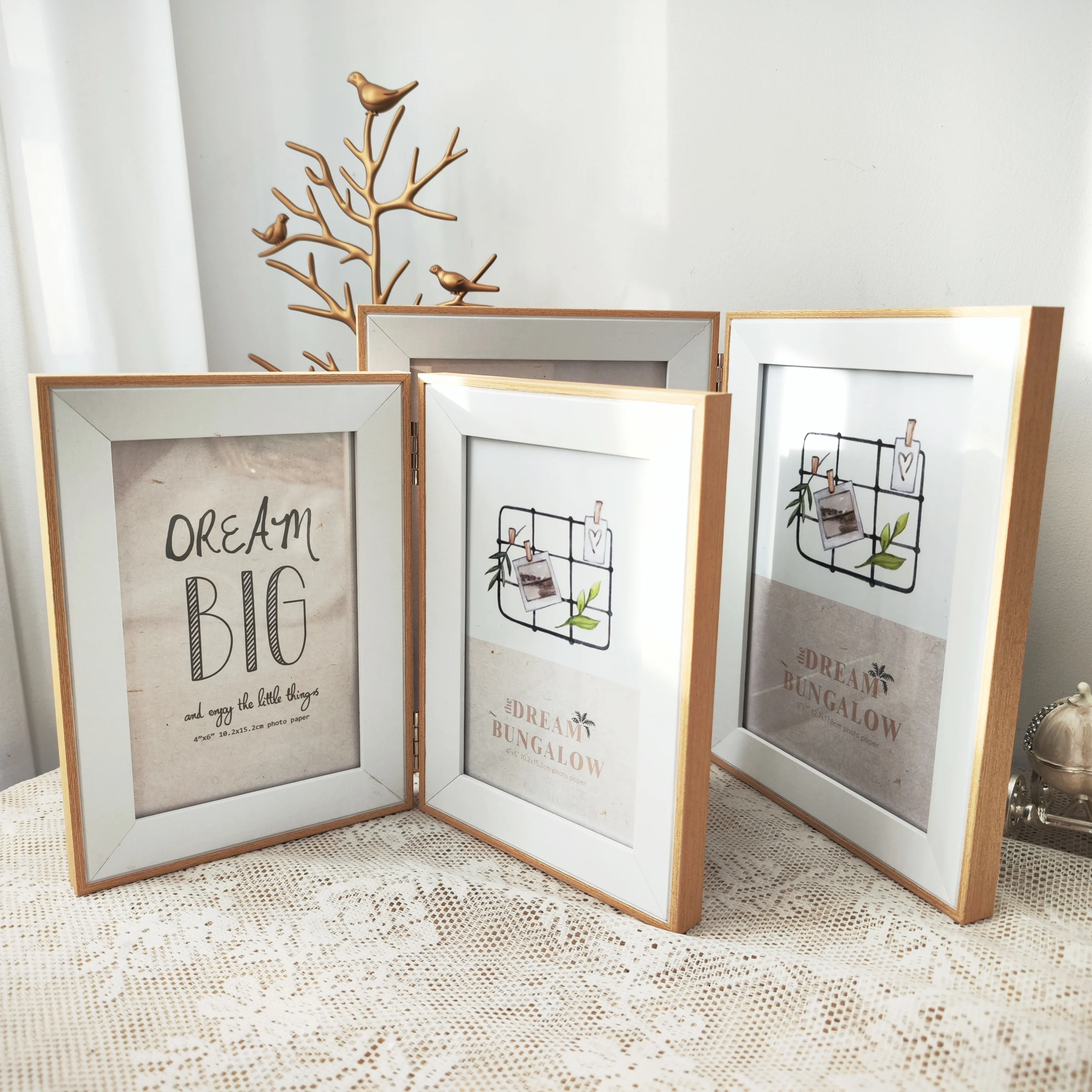 Mdf Photo Frame 6in 7-in Foldable Two Connected Photo Frames Creative ...