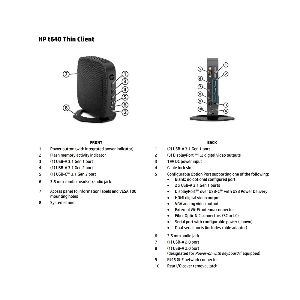 H P T640 Thin Client Mini PC R1505G, 4GB RAM, 16GB SSD, AMD Ryzen 5 ...