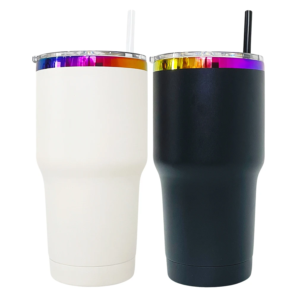Usa Warehouse Powder Coated 30oz Holographic Rainbow Plated Car Tumbler ...
