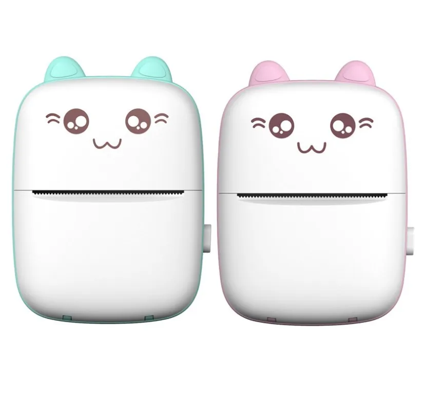 Cute Cat Mini Label Printer - 200DPI Portable Thermal Printer