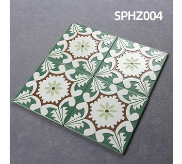 Balcony 200x200mm Green Flower Pattern Floor Decoration Porcelain Tiles ...
