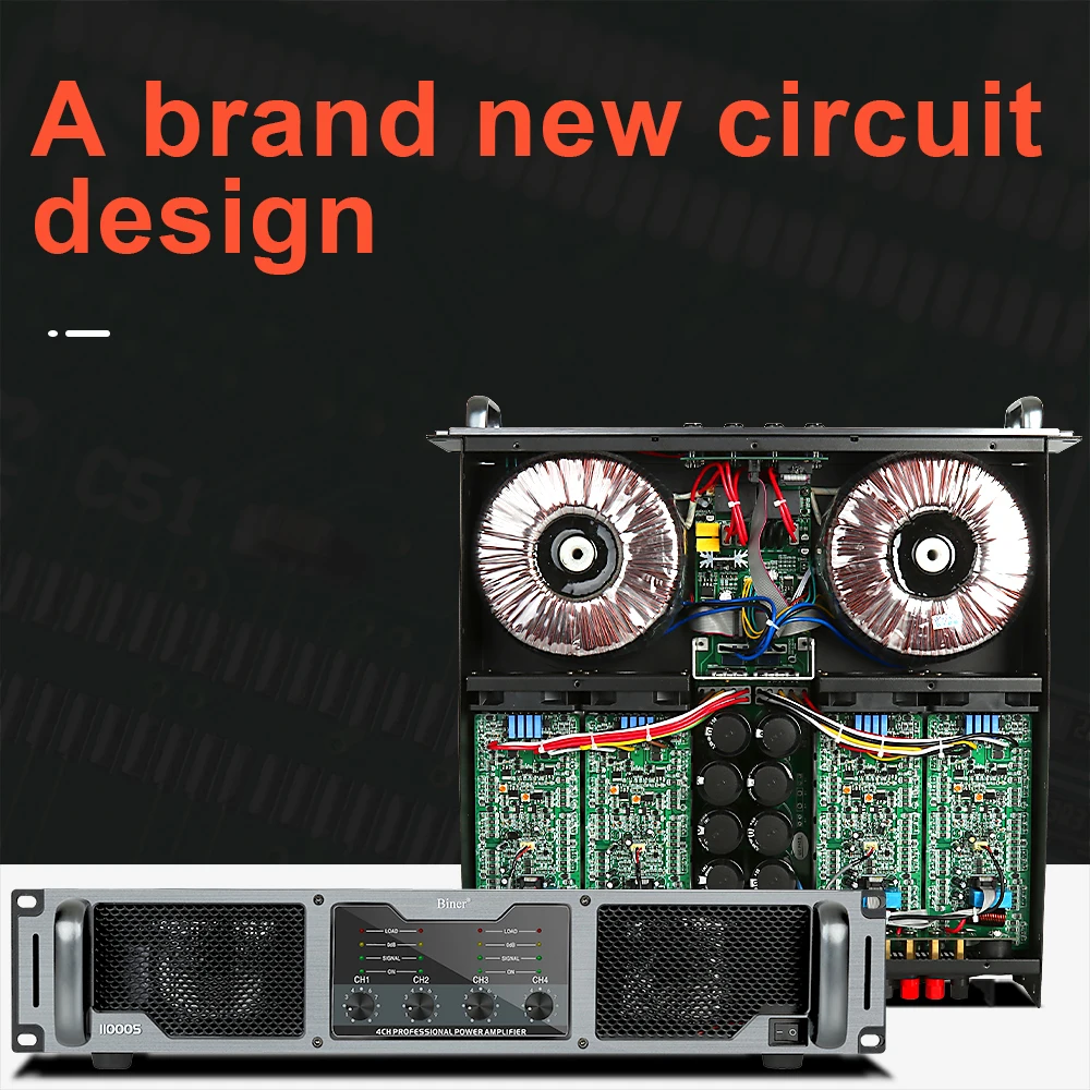 Biner 11000s 4-channel 1100w*4 Audio Power Amplifier 2u Professional ...