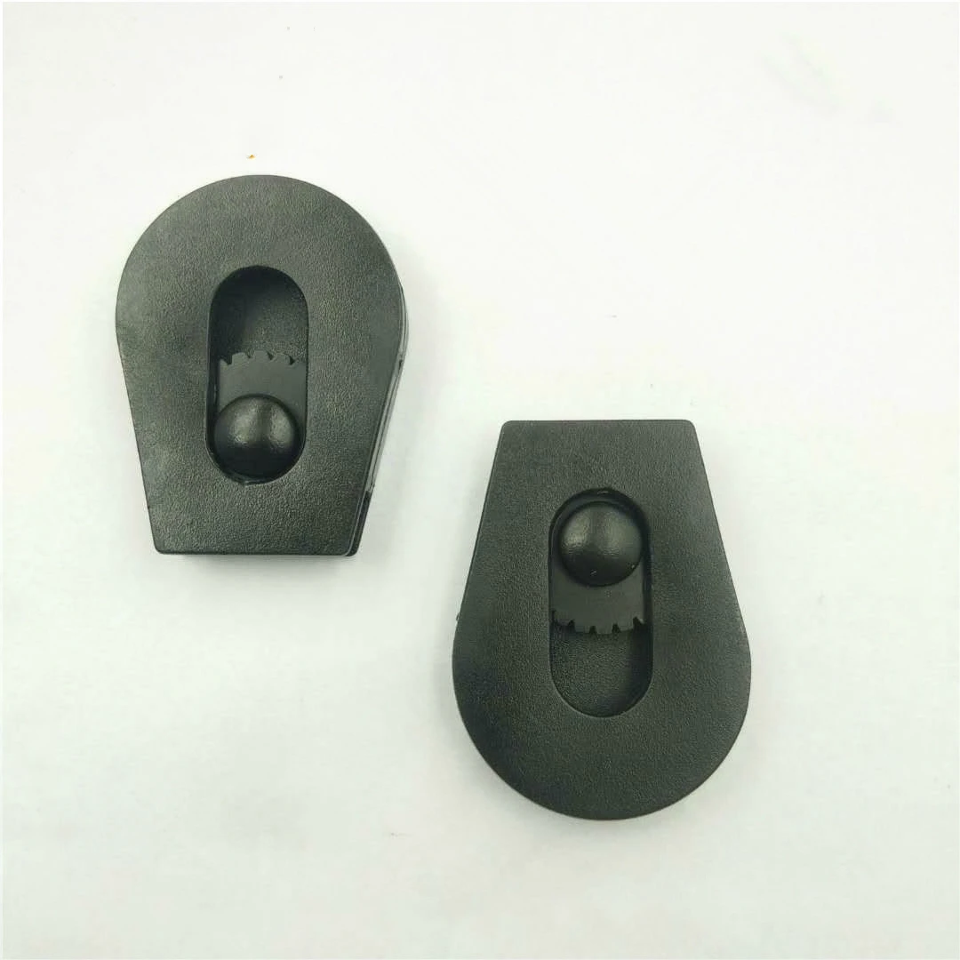 Drawstring Sliding Black Plastic Wheel Cord Lock Ends Stopper