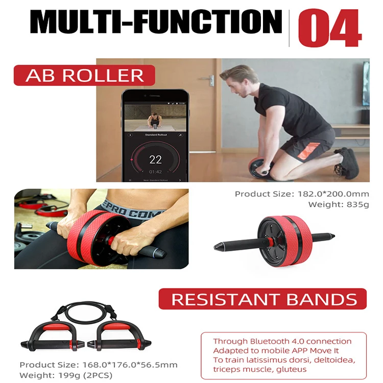 Wireless App Abdominal Roller Push Up Stands Resistance Band Jump Rope ...
