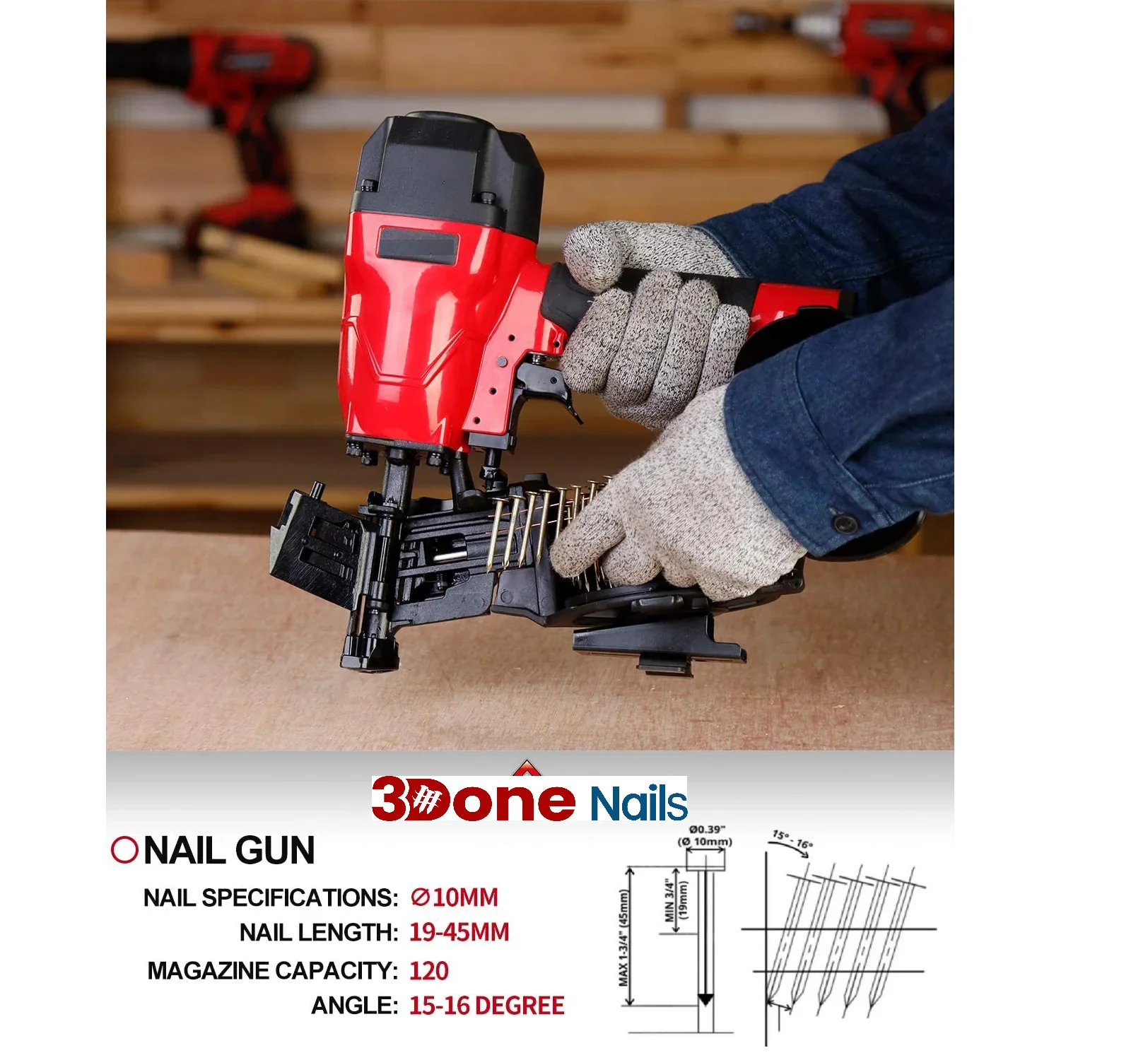 Industrial-grade Hand Tool Efficient & Reliable Cn55 & Cn70 Coil Nailer ...